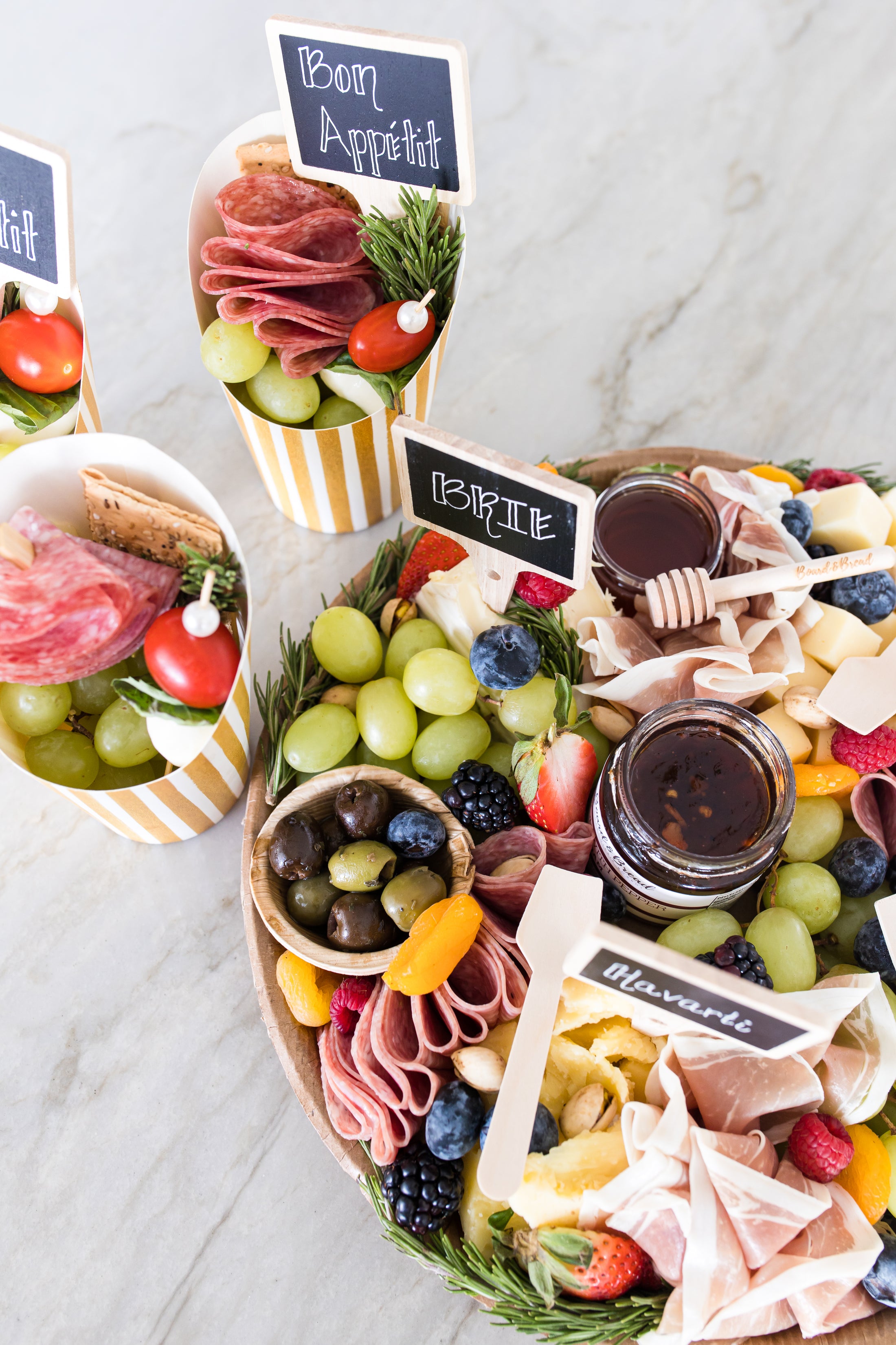 Gold and White Striped Charcuterie Cups 10ct - Emily Marie Design Co ...